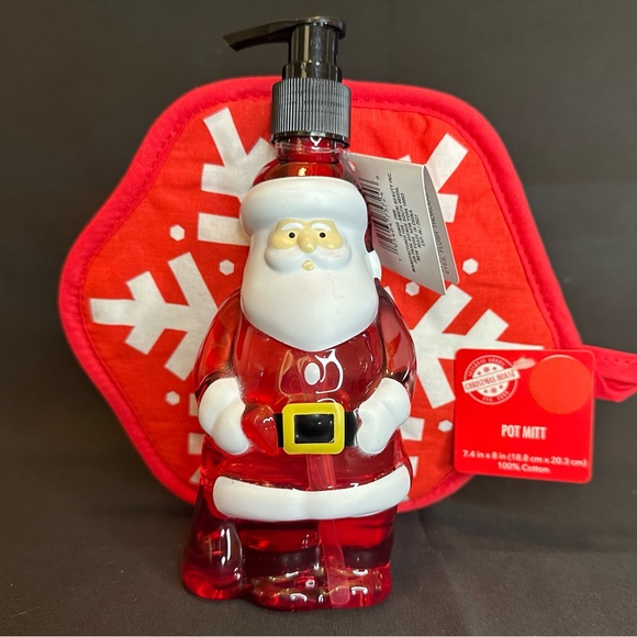 Holiday | Santa Claus Soap Dispenser With Snowflake Pot Holder Set ...